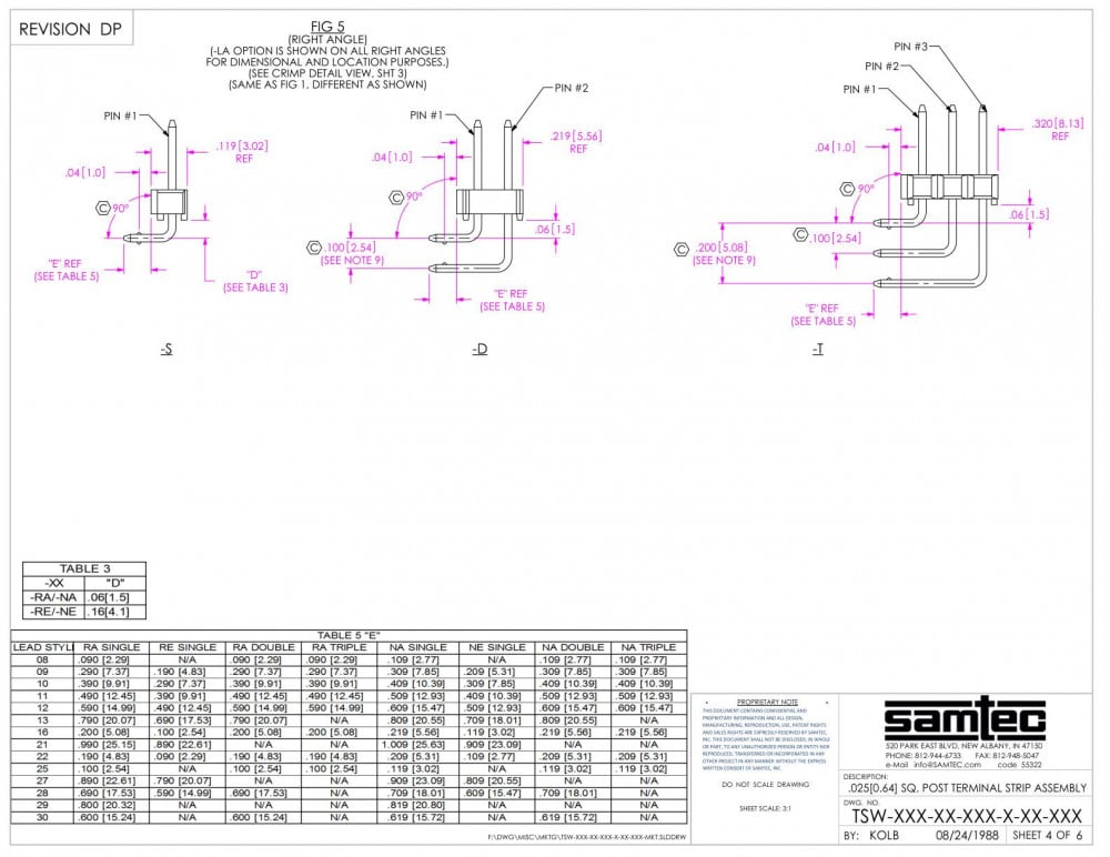 Samtec TSW drawing page 4
