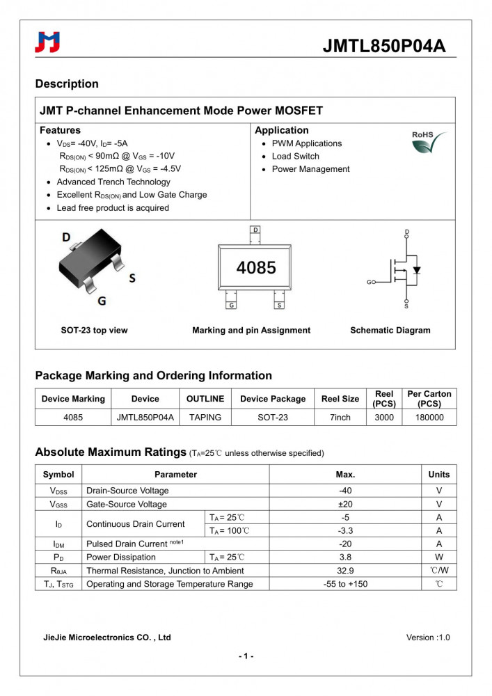 JMTL850P04A datasheet page 1