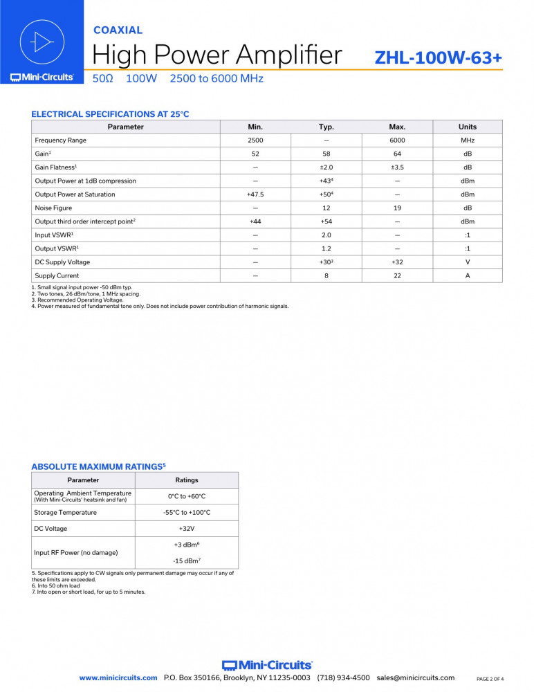 ZHL-100W-63+ datasheet page 2
