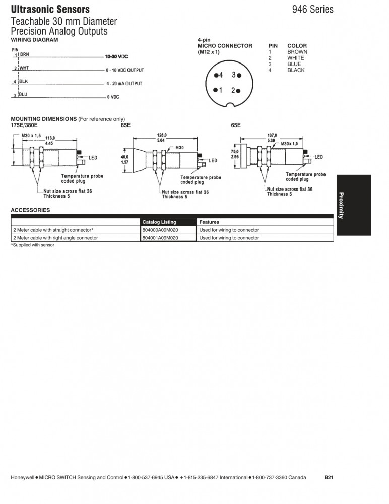 Honeywell Series 946 mounting information