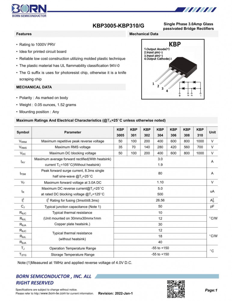 KBP310 datasheet page 1
