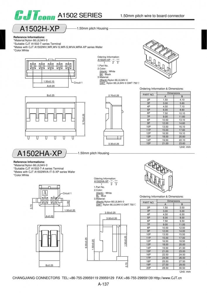 CJT A1502H technical document page 3