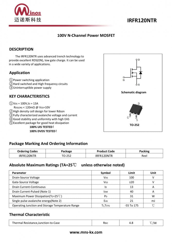 IRFR120NTR datasheet page 1