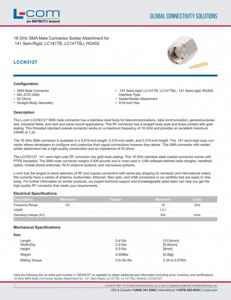 LCCN3127 technical document page 1