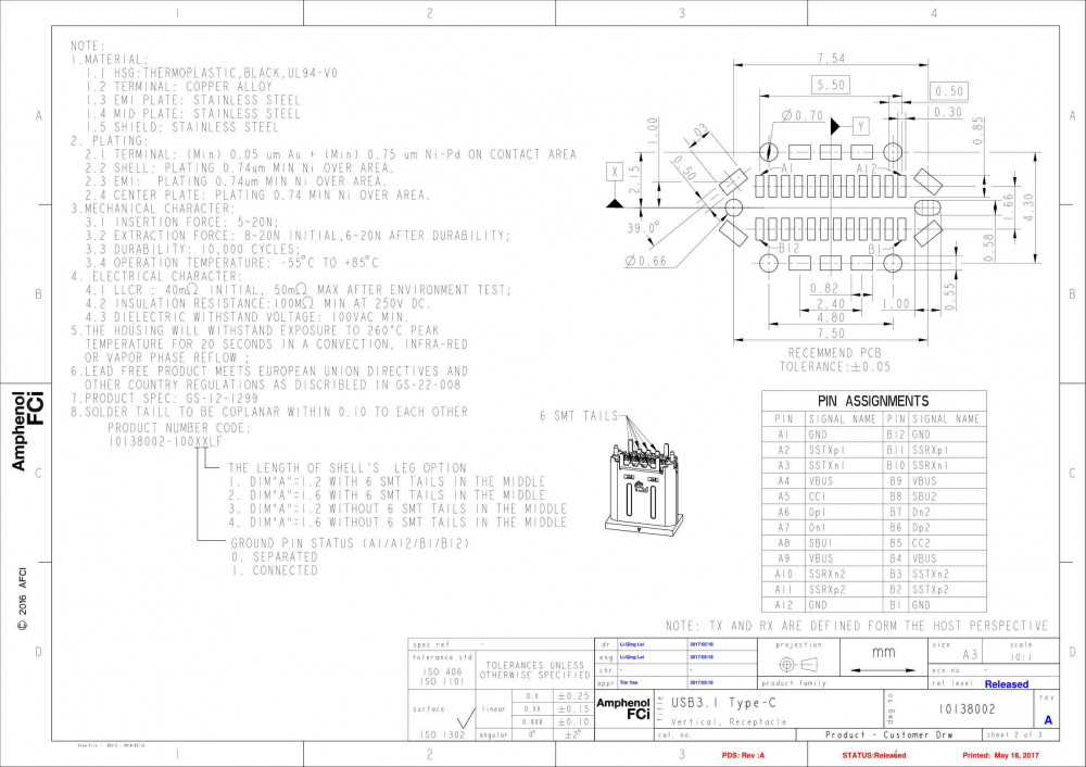 Amphenol 10138002-10011LF technical drawing sheet 2