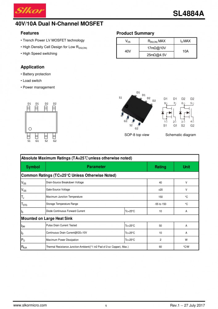 SL4884A datasheet page 1