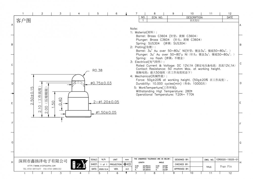 YZR0020-15025-01 product drawing page 3