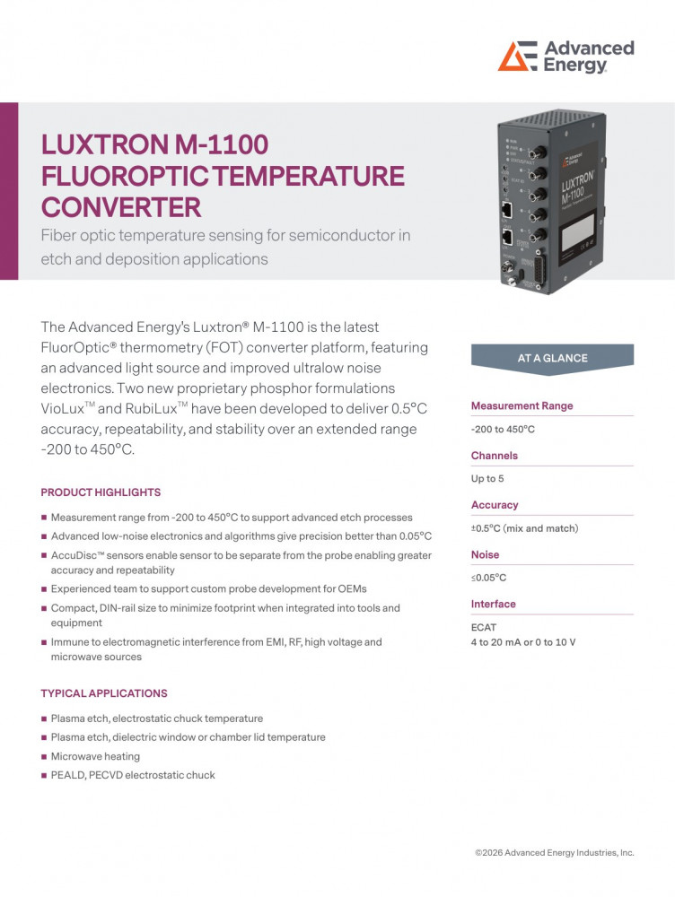 Luxtron M-1100 product document, page 1
