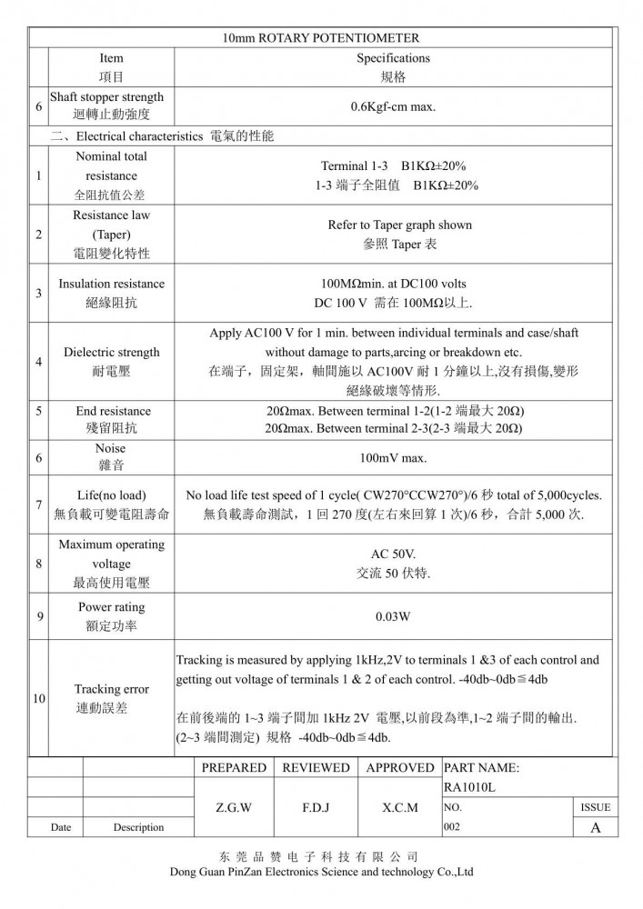 RA1010L product drawing page 3