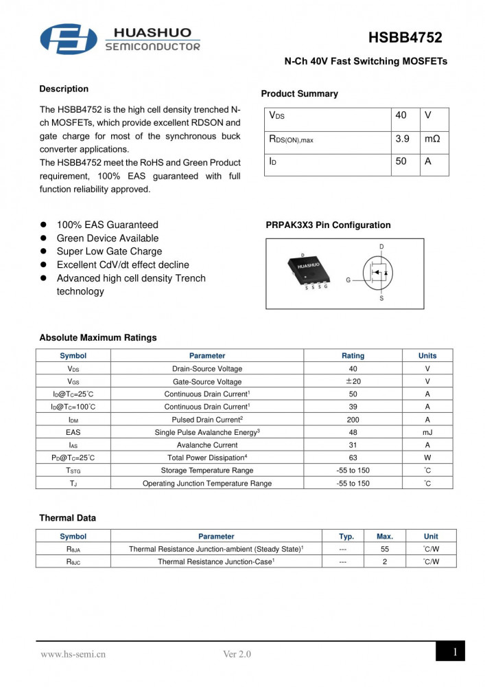 HSBB4752 datasheet page 1