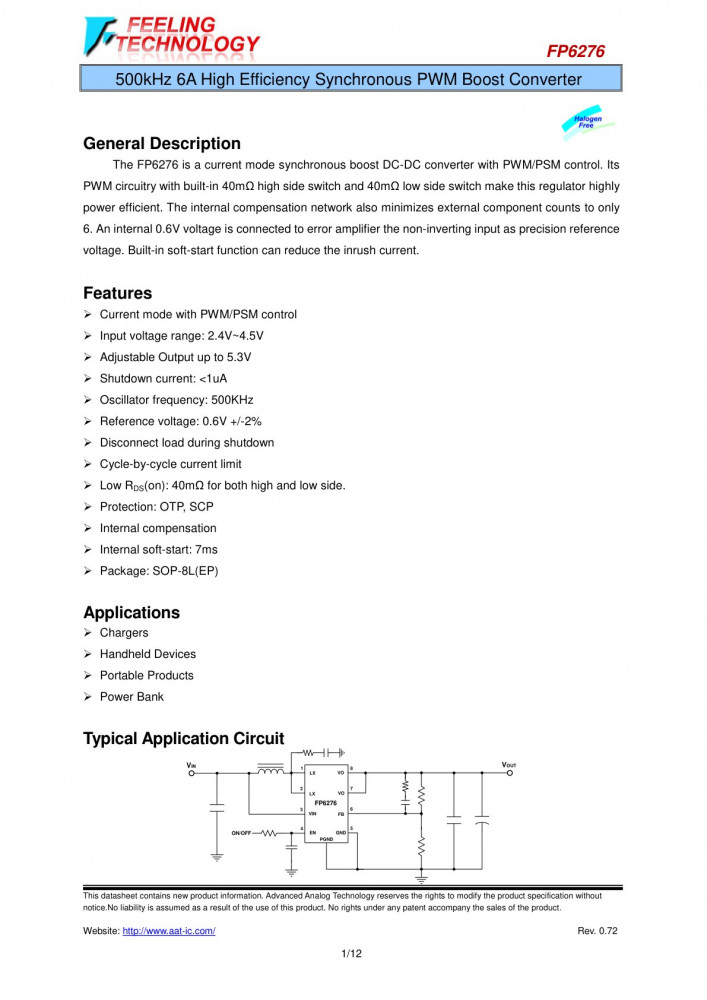 FP6276XR-G1 datasheet page 1