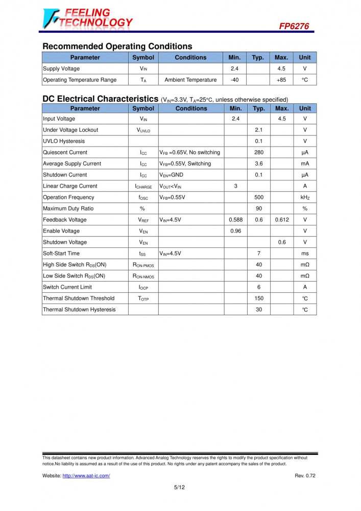 FP6276XR-G1 datasheet page 5
