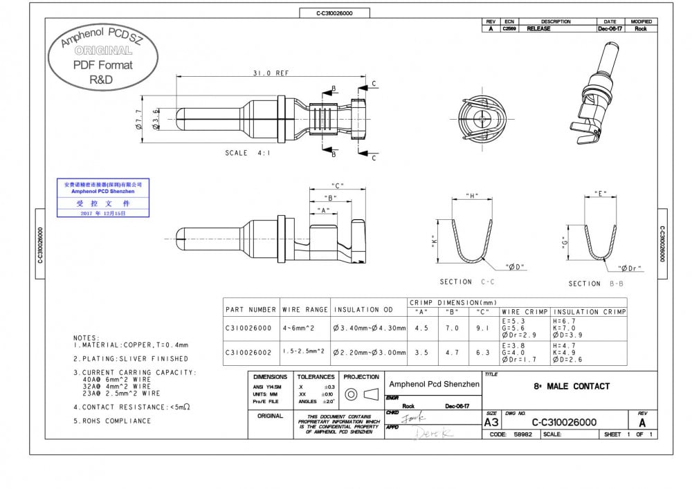 Amphenol C310026002 technical document preview