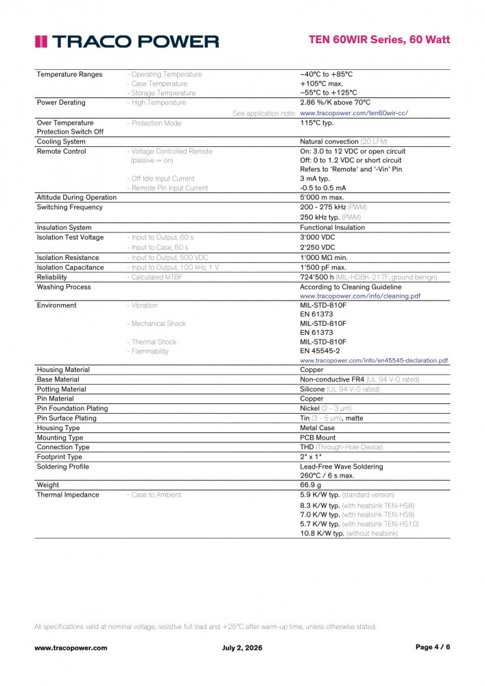 TEN 60WIR technical document page 4