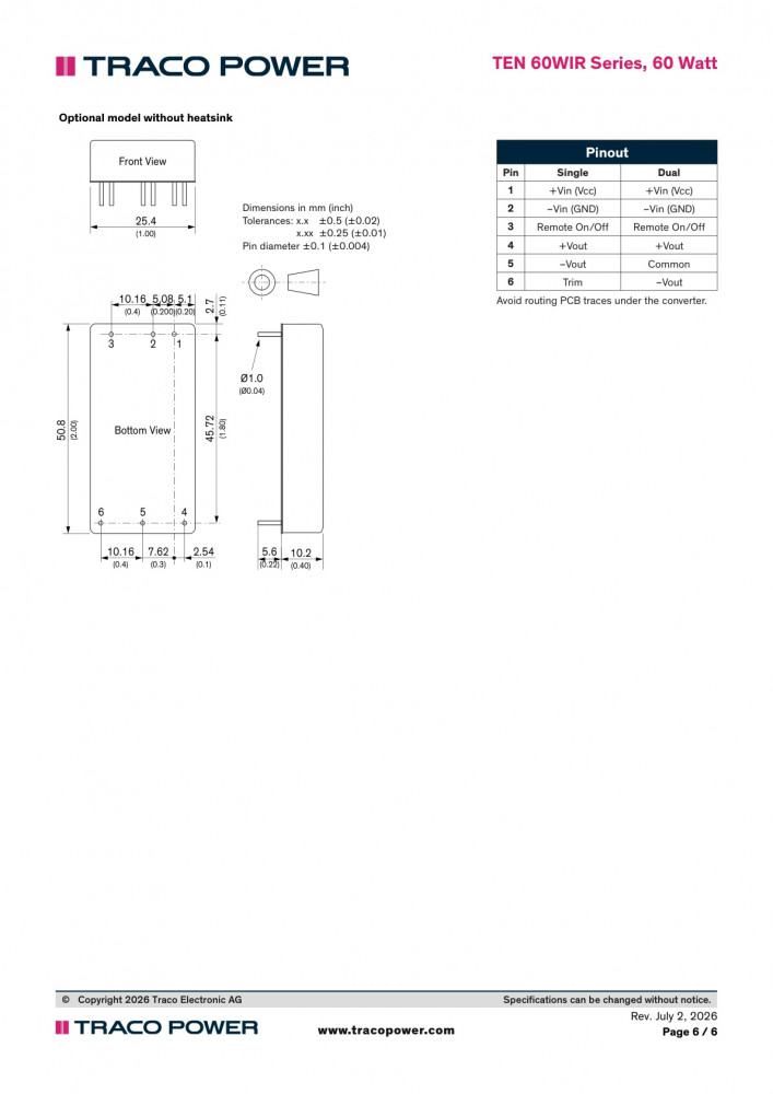 TEN 60WIR technical document page 6