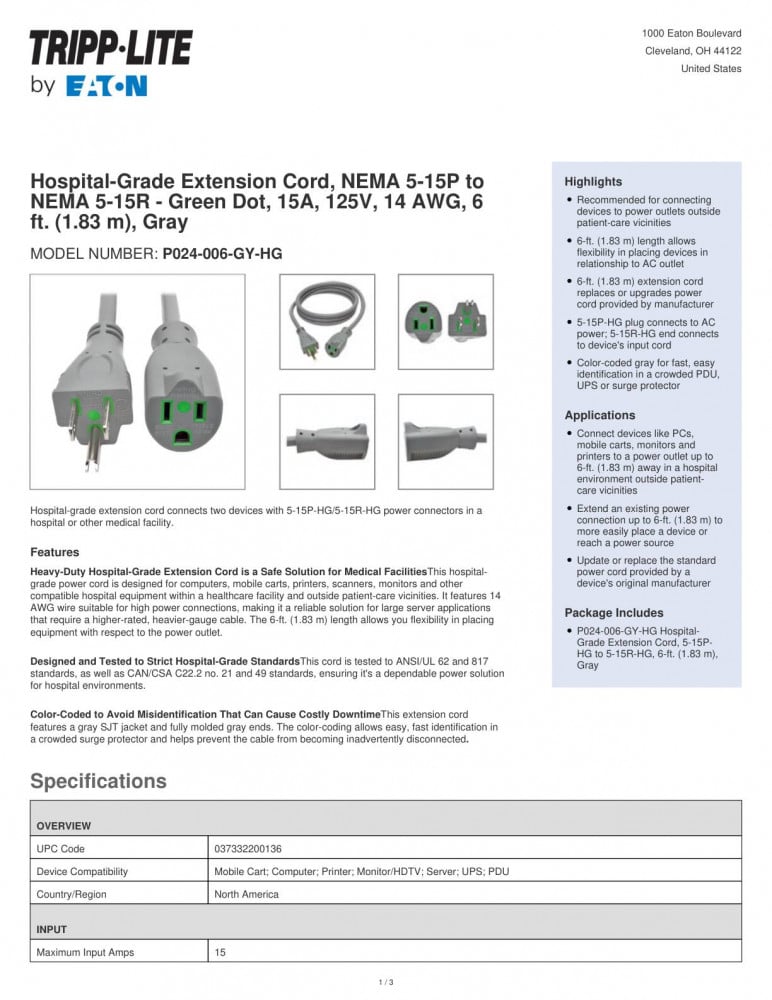 P024-006-GY-HG technical document page 1