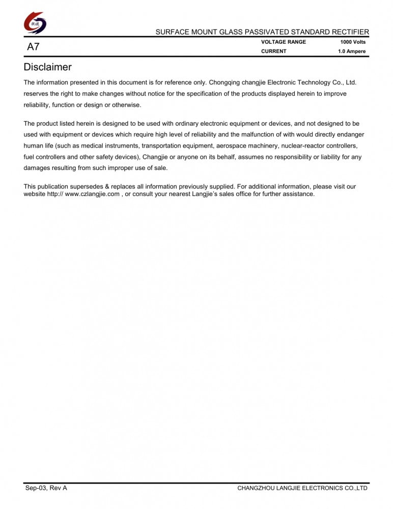 LangJie A7 datasheet page 7