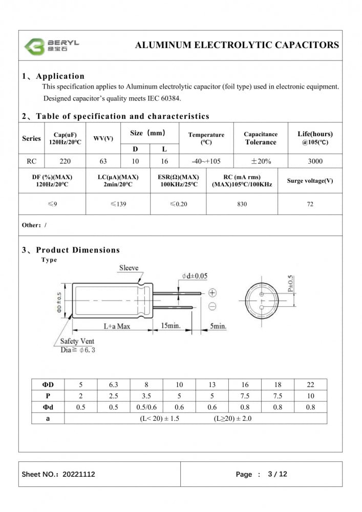 RC063M221LO10*16TH-2A1Et specification page 3
