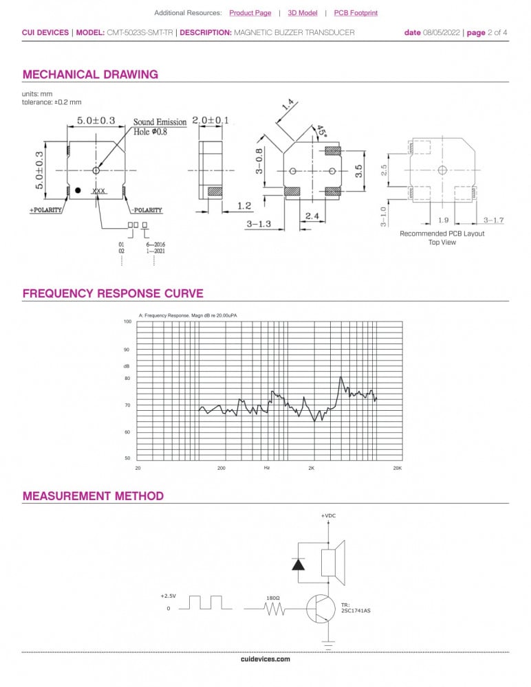 CMT-5023S-SMT-TR datasheet page 2