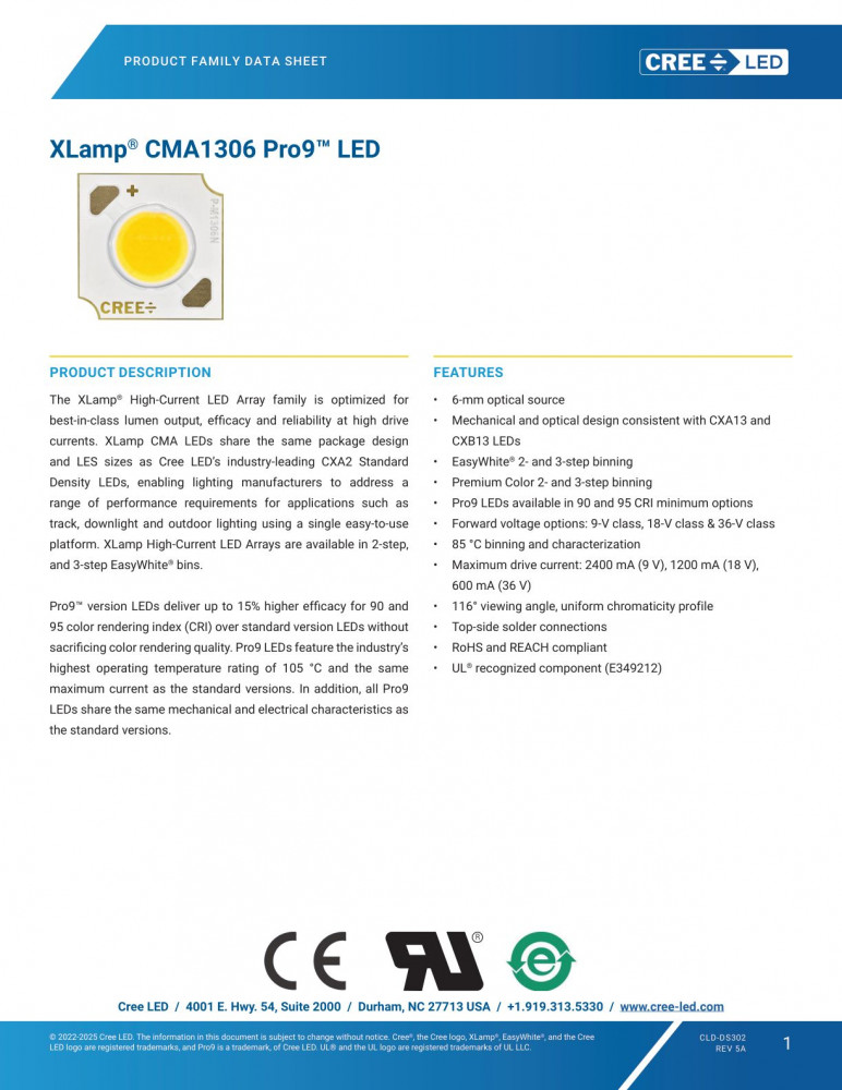 CMA1306 Pro9 datasheet page 1