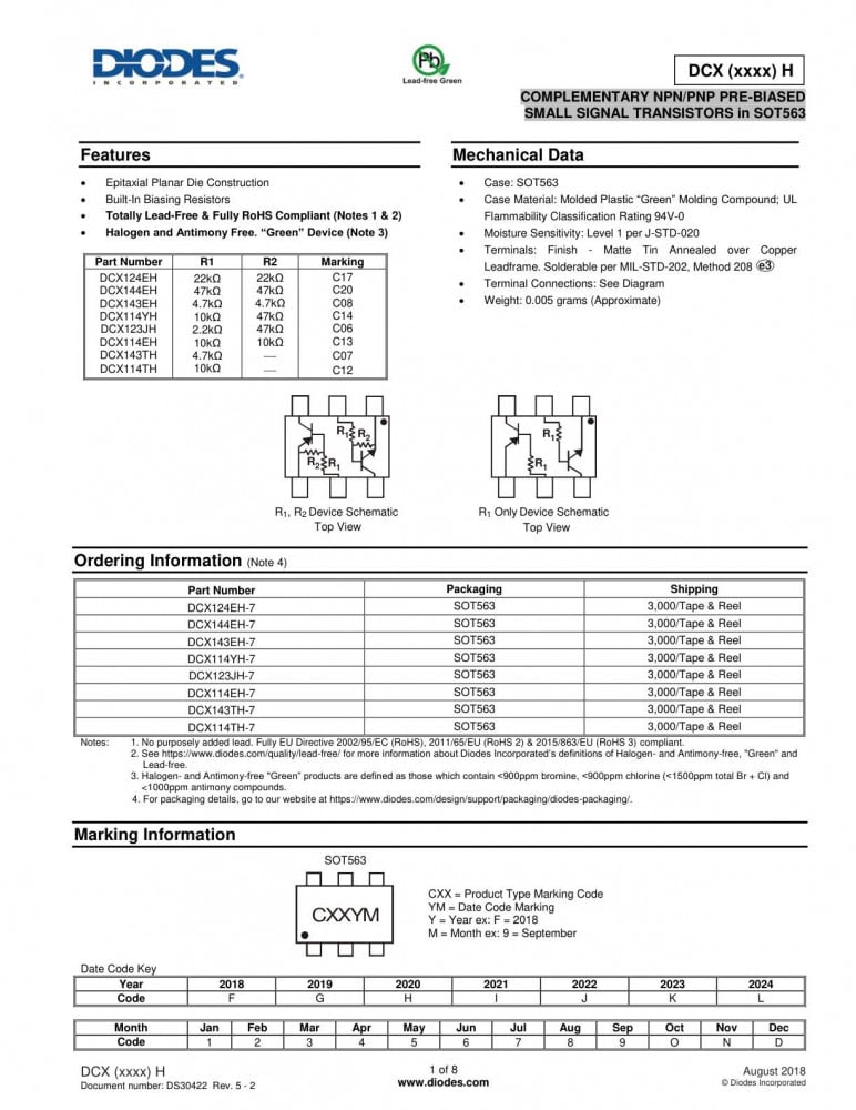DCX124EH-7 datasheet page 1