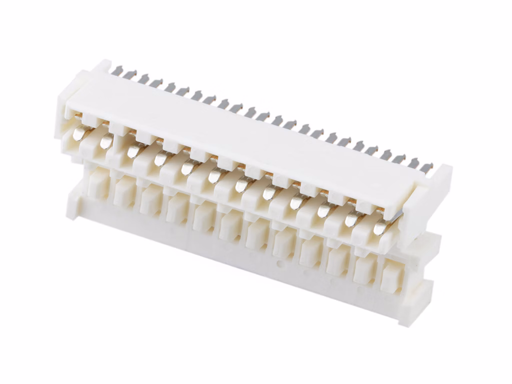 Appli-Mate RAST 2.5 IDT Housing, 2.50mm Pitch, with Side Latches, Female, 5 Circuits, Position Keys A & F Removed, Polarizing Rib Between 3/4, Red Color Stripe