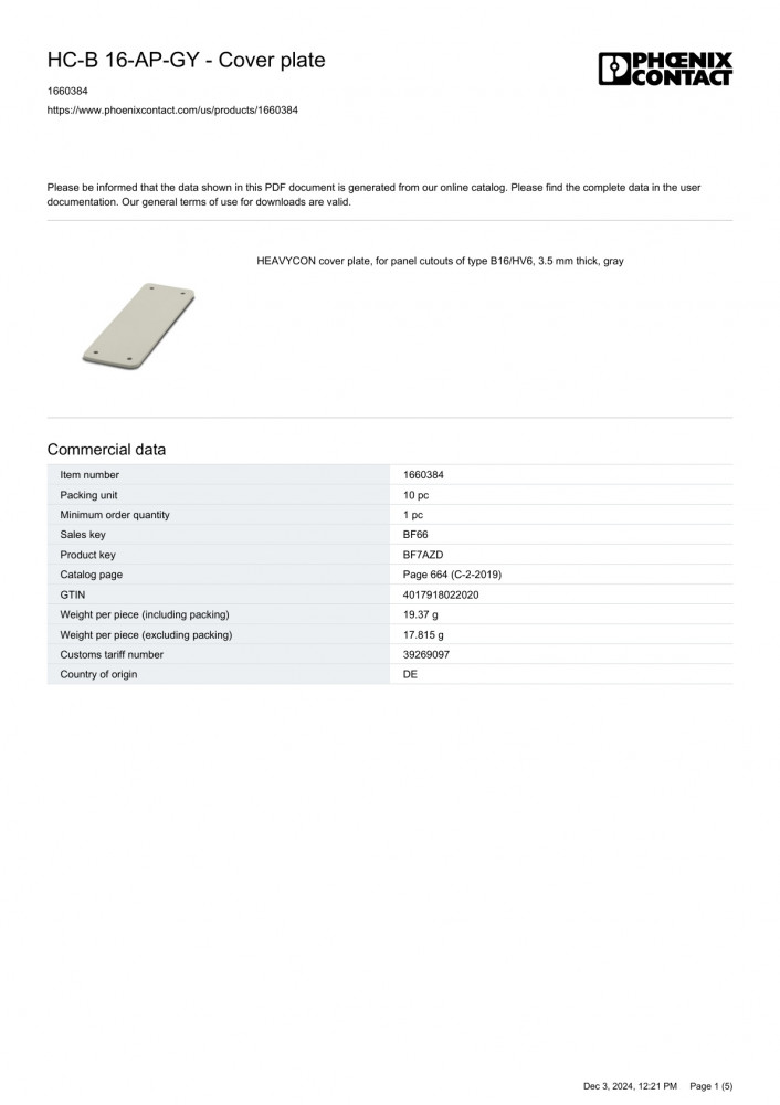 Phoenix Contact 1660384 product document image 1