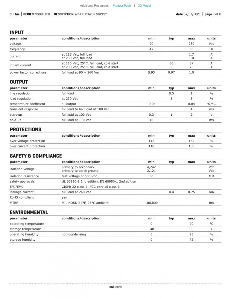 VSBU-120-36 datasheet page 2