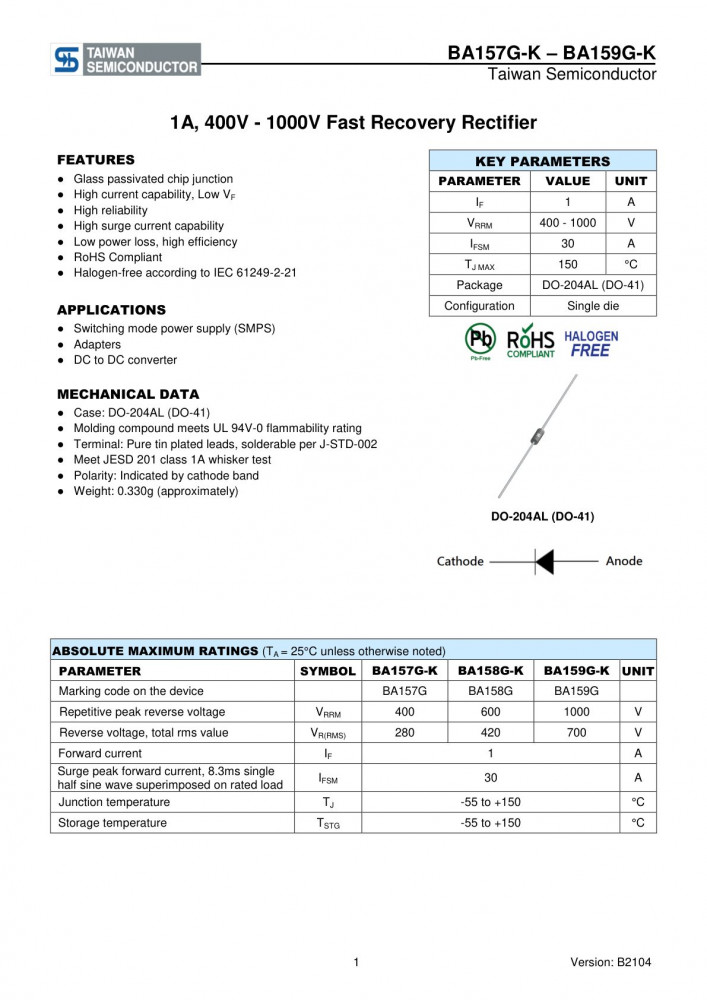 BA158G-K datasheet page 1