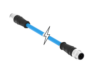 Micro-Change (M12) Double-Ended Cordset, 4 Poles, D-Coded, Male (Straight) to Male (Straight), 22 AWG, Shielded PUR Cable, 7.0m (22.97') Length