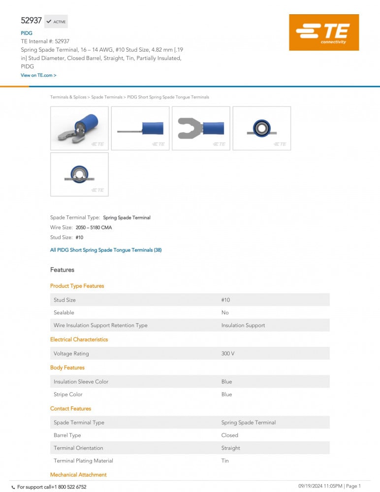 TE Connectivity 52937 technical document page 1