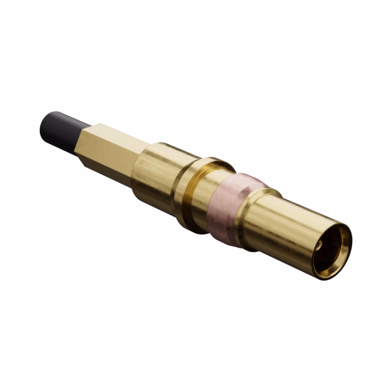DIN 1.0/2.3 (41626) Jack, Straight, Crimp, with Retaining Clip, RG-174, RG-188, RG-316 and LMR-100 Cable, Brass Body, Gold (Au) Plated, 50 Ohms for sale