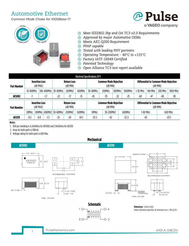 AE5002 technical document page 1