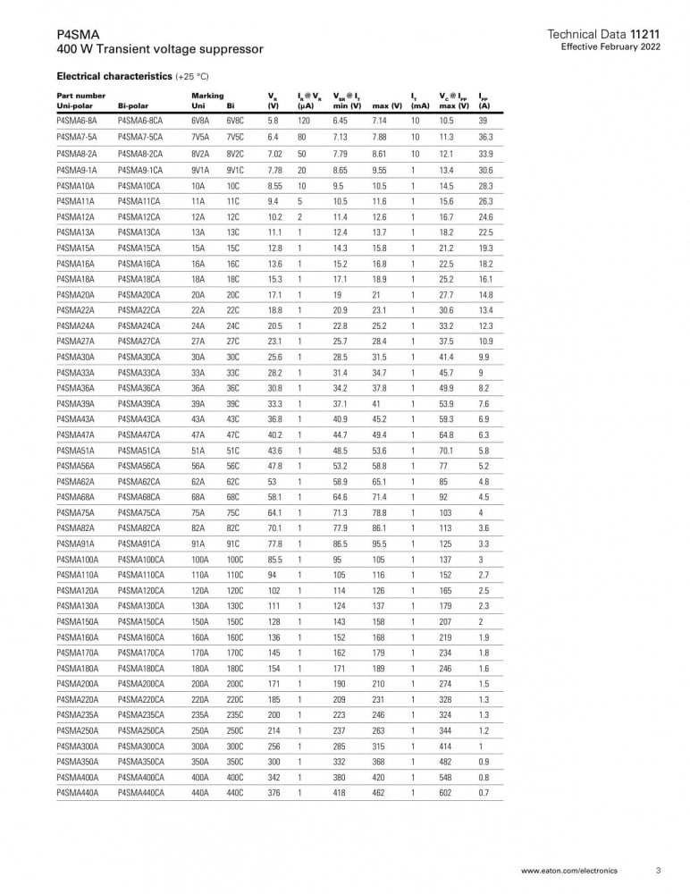 P4SMA datasheet page 3