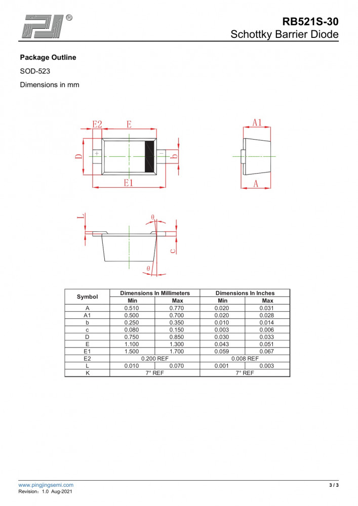 RB521S-30 technical document page 3