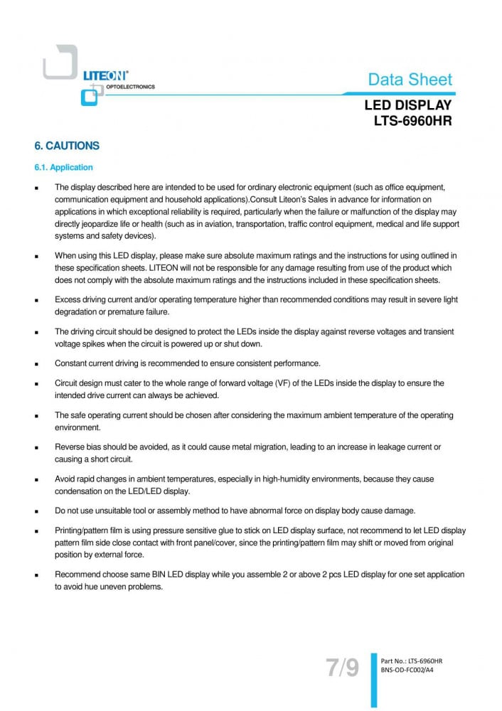LTS-6960HR datasheet page 8