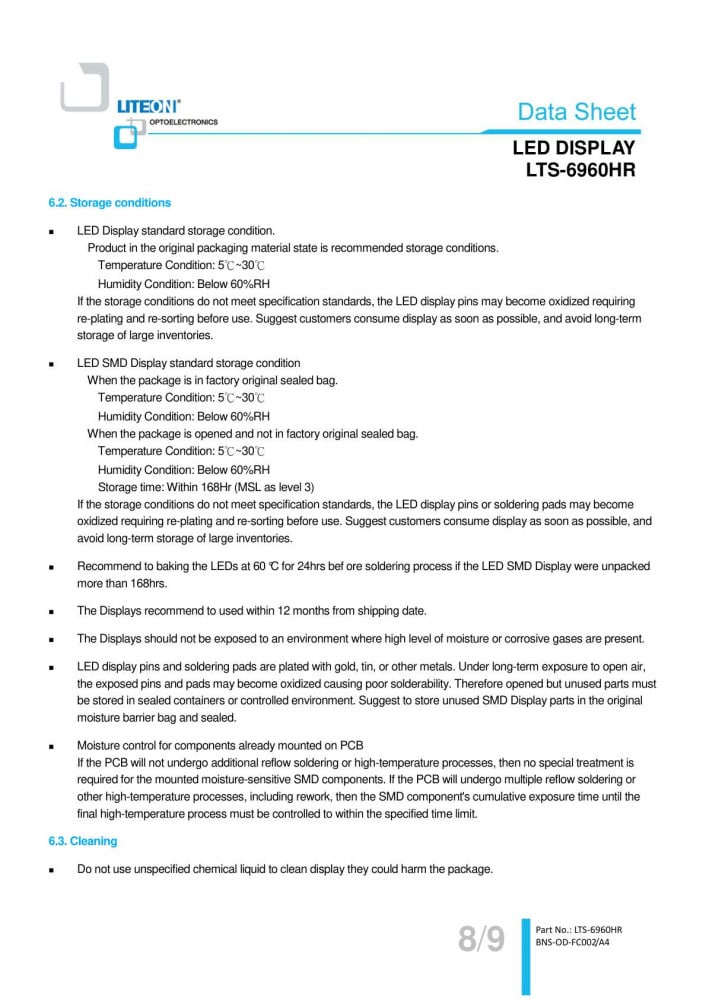 LTS-6960HR datasheet page 9