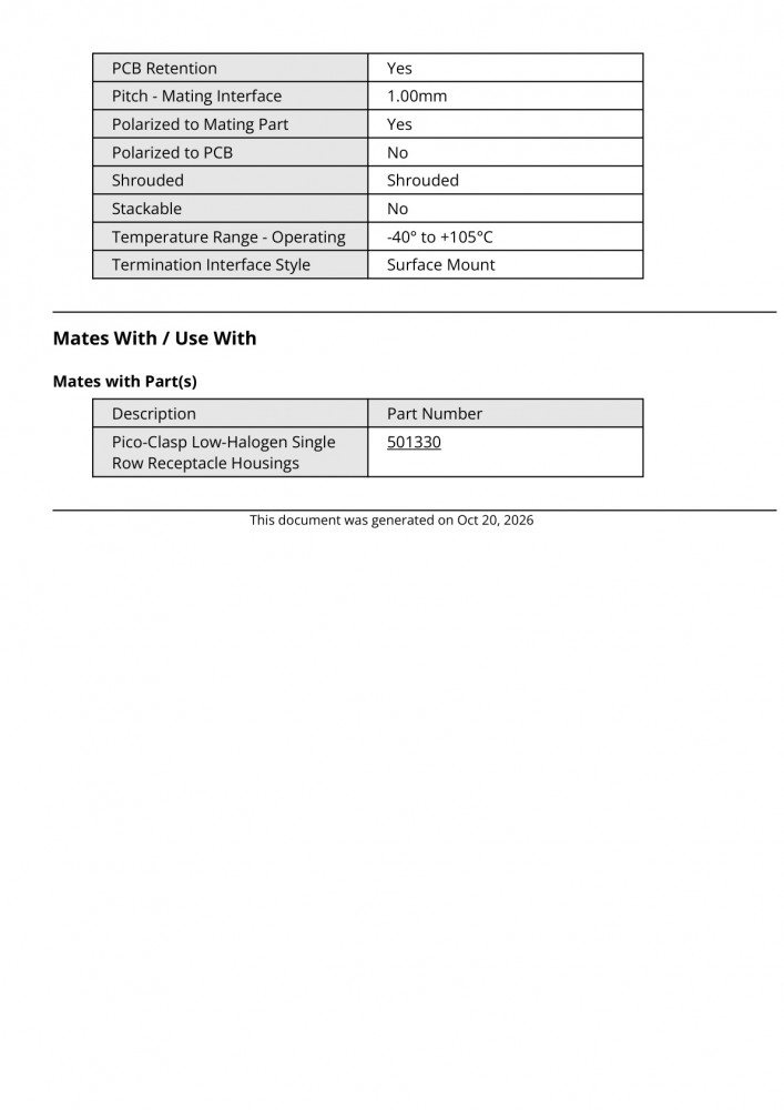 Technical document image 3 for MOLEX 5015680367