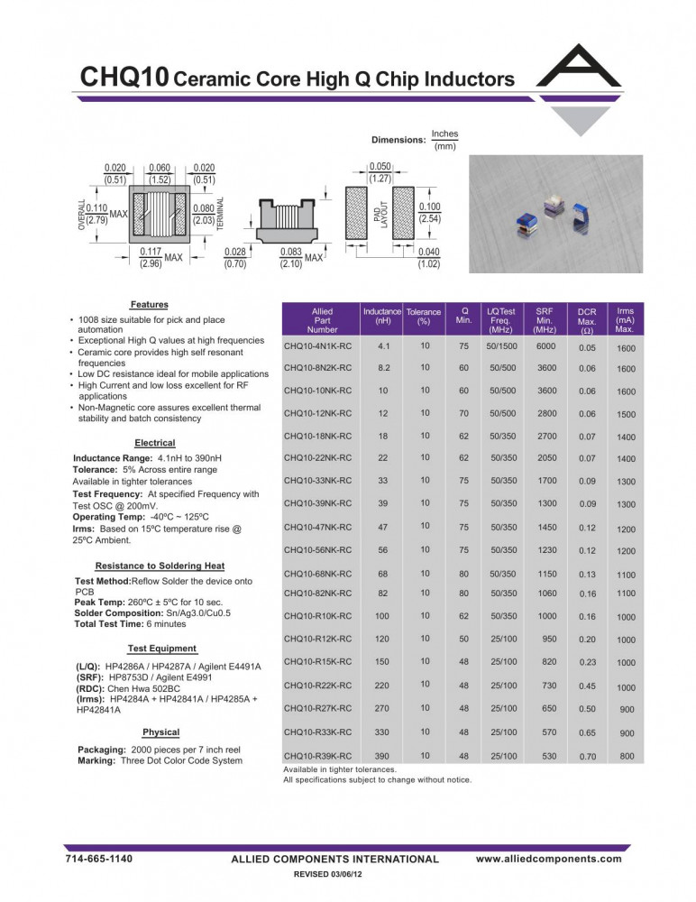 CHQ10 series product document image