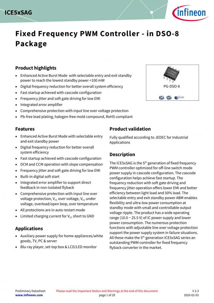 ICE5GSAG datasheet page 1