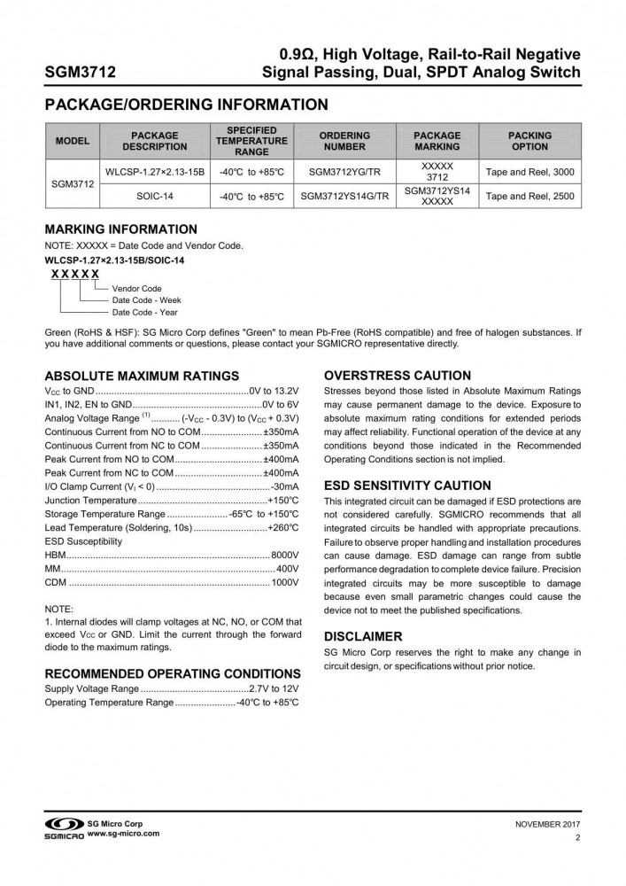 SGM3712 datasheet page 2