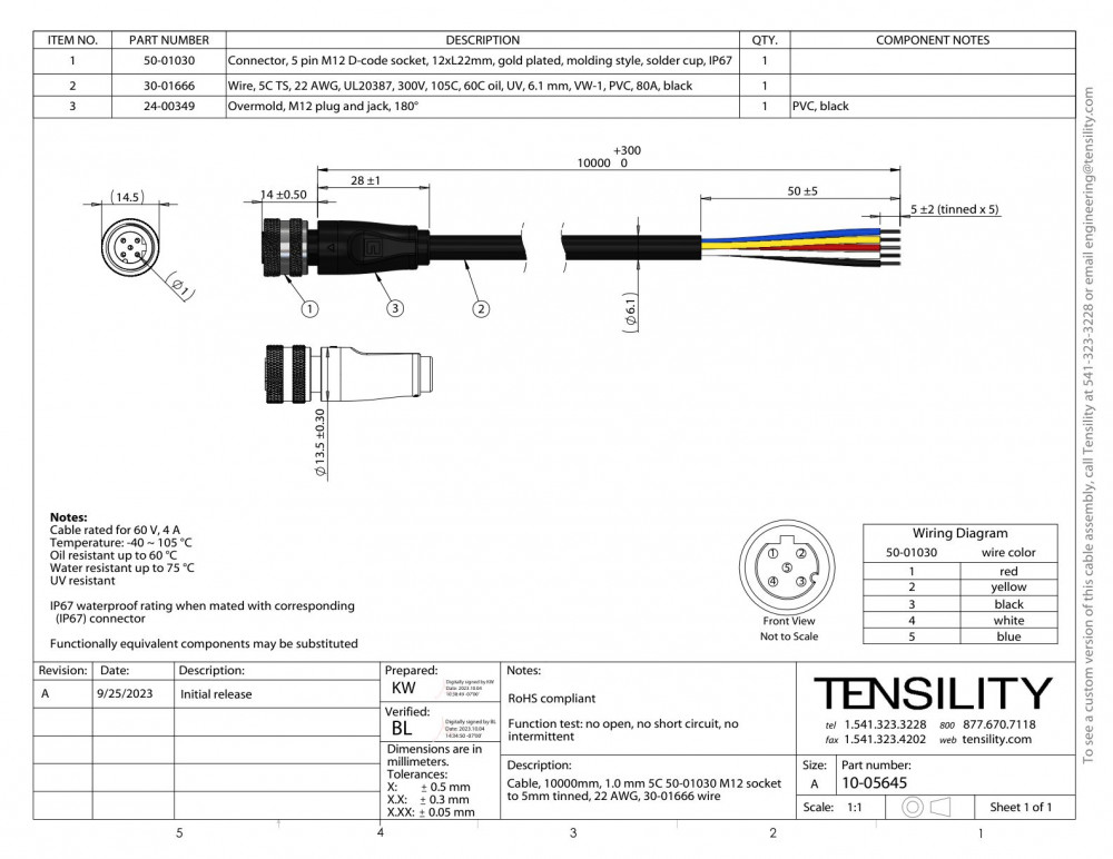 Technical drawing for Tensility International part 10-05645