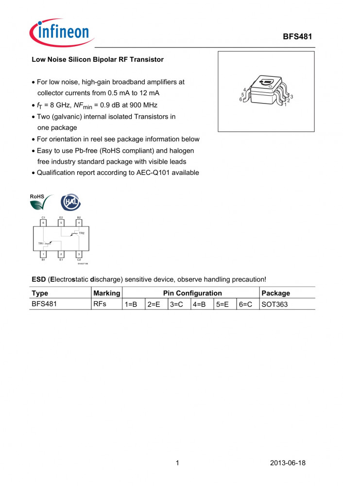BFS481 datasheet page 1