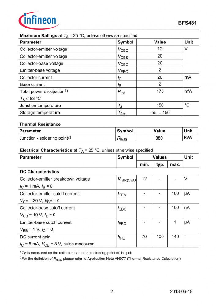 BFS481 datasheet page 2