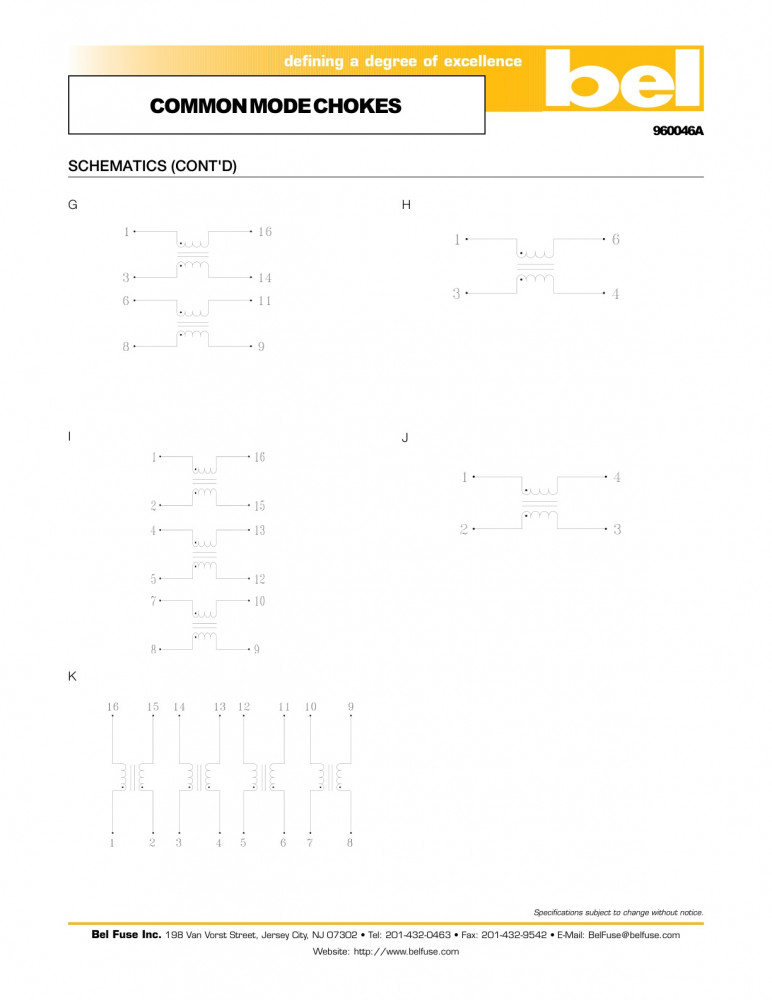 Bel Fuse common mode choke document page 3