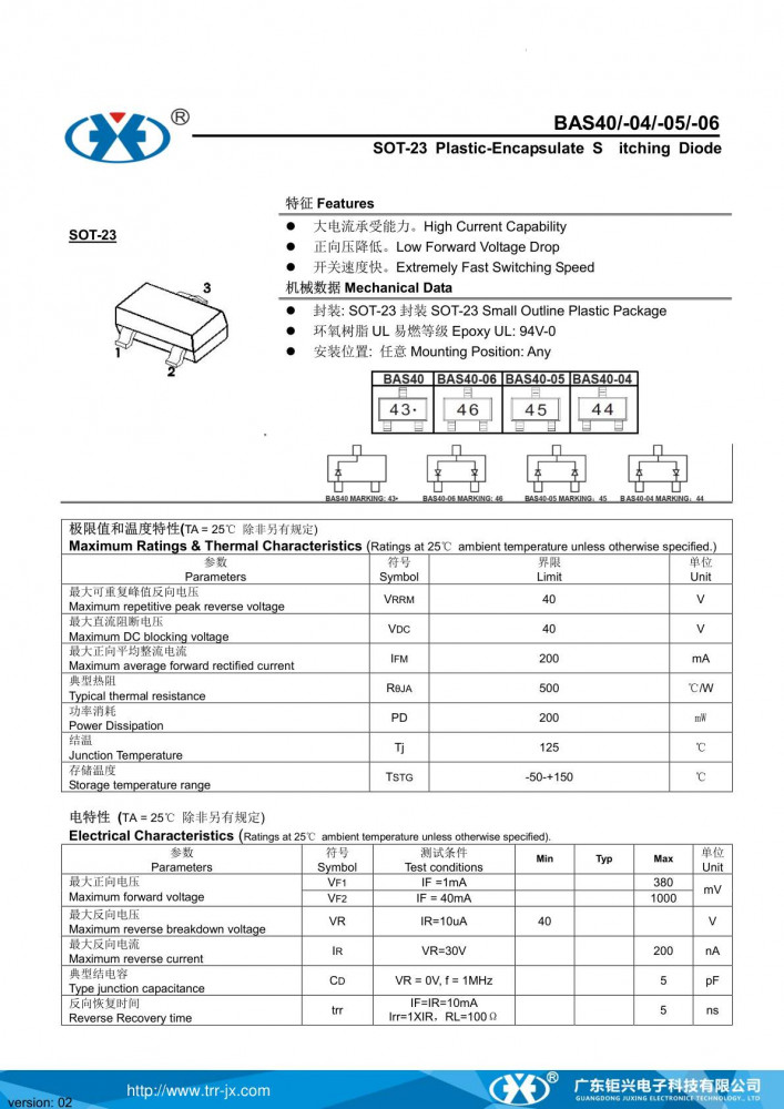 JUXING BAS40-04 datasheet page 1