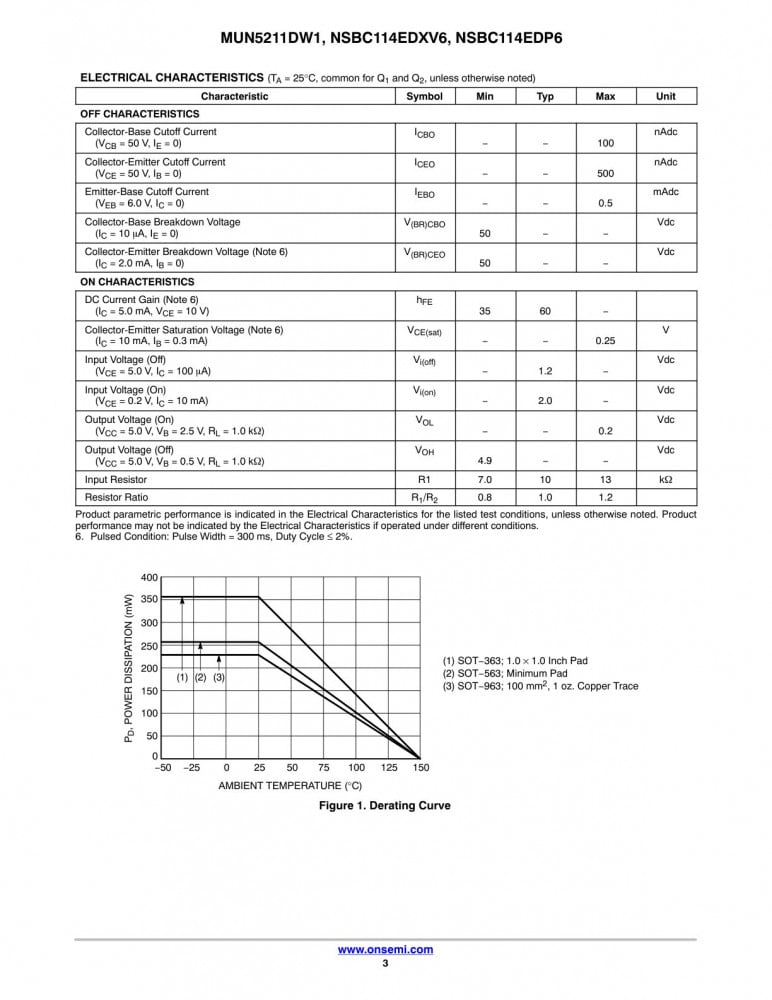 NSBC114EDXV6T5G datasheet page 3