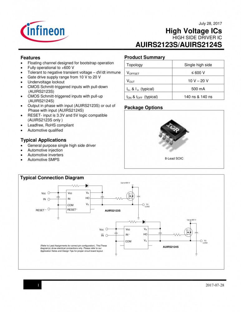 AUIRS2123STR datasheet page 1