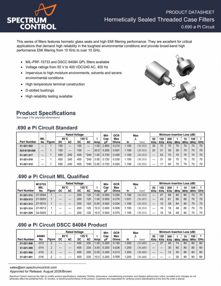 Spectrum Control filter technical document, page 1
