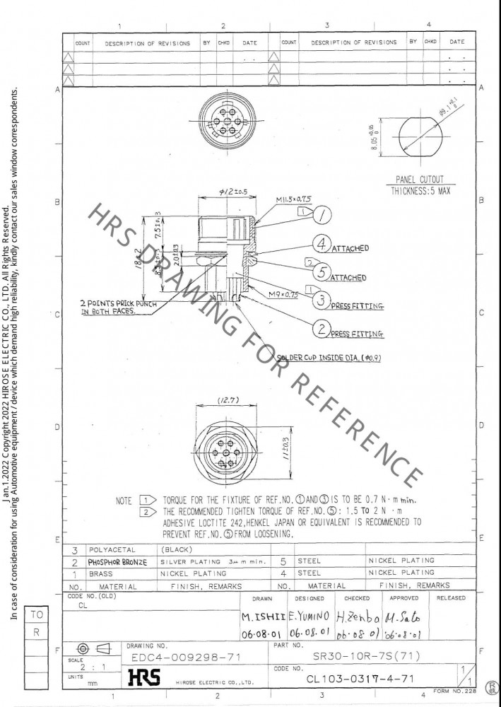 HRS SR30-10R-7S(71) technical document preview